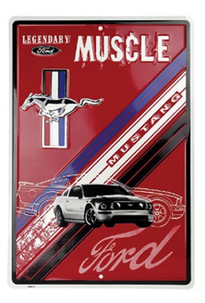 Legendary Ford Muscle Sign Mustang Red 12" x 18" – tractorup2