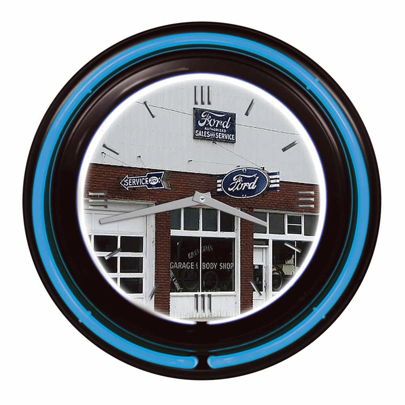 Ford Double Neon 15" Wall Clock, Ford Garage – tractorup2